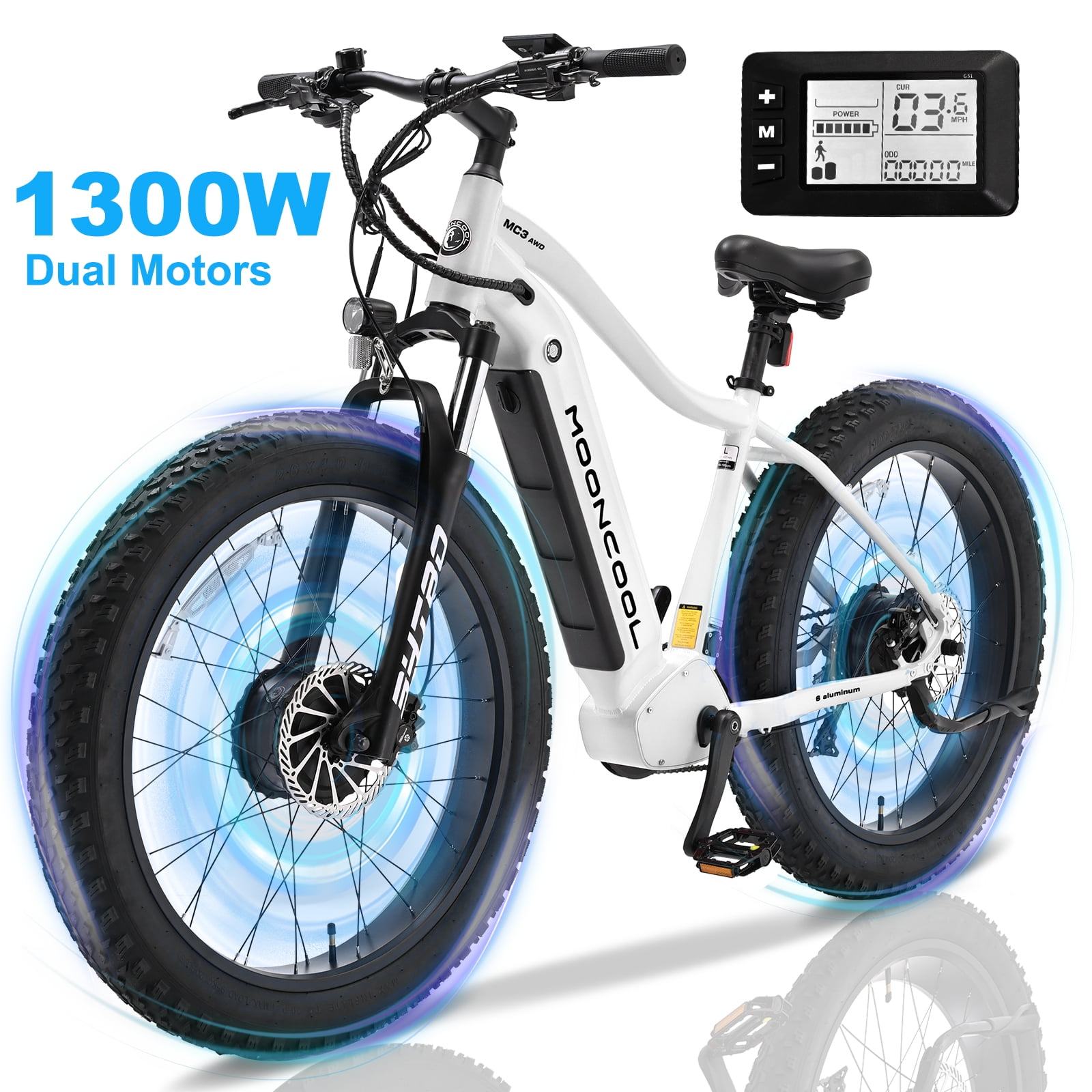 ABORON Electric Bike for Adult, 48V 500W Dual Motors AWD, 26" x 4" Fat ...