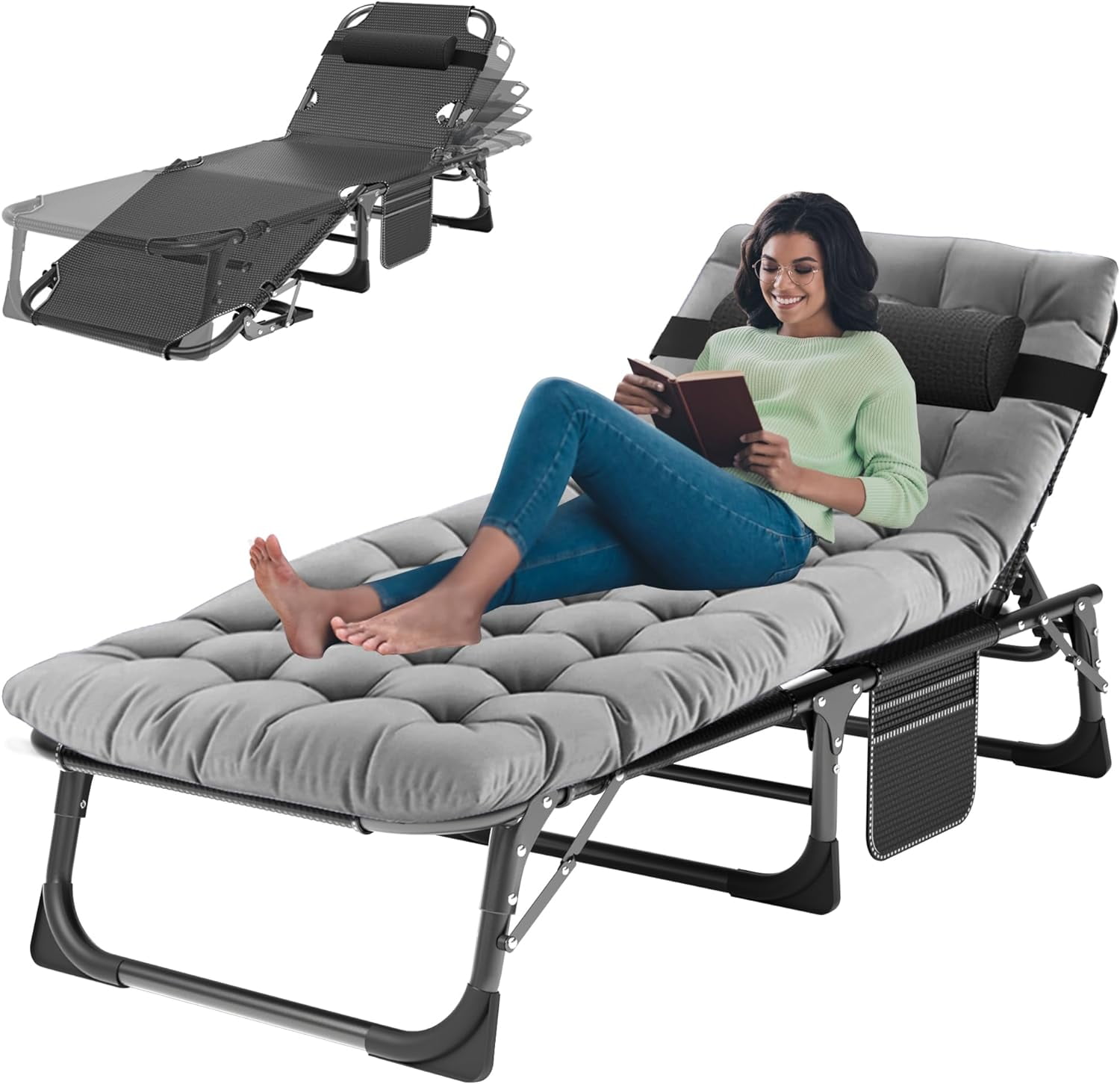 ABORON Foldable Camping Cots for Adults, Double Layer 1200D 500lb ...