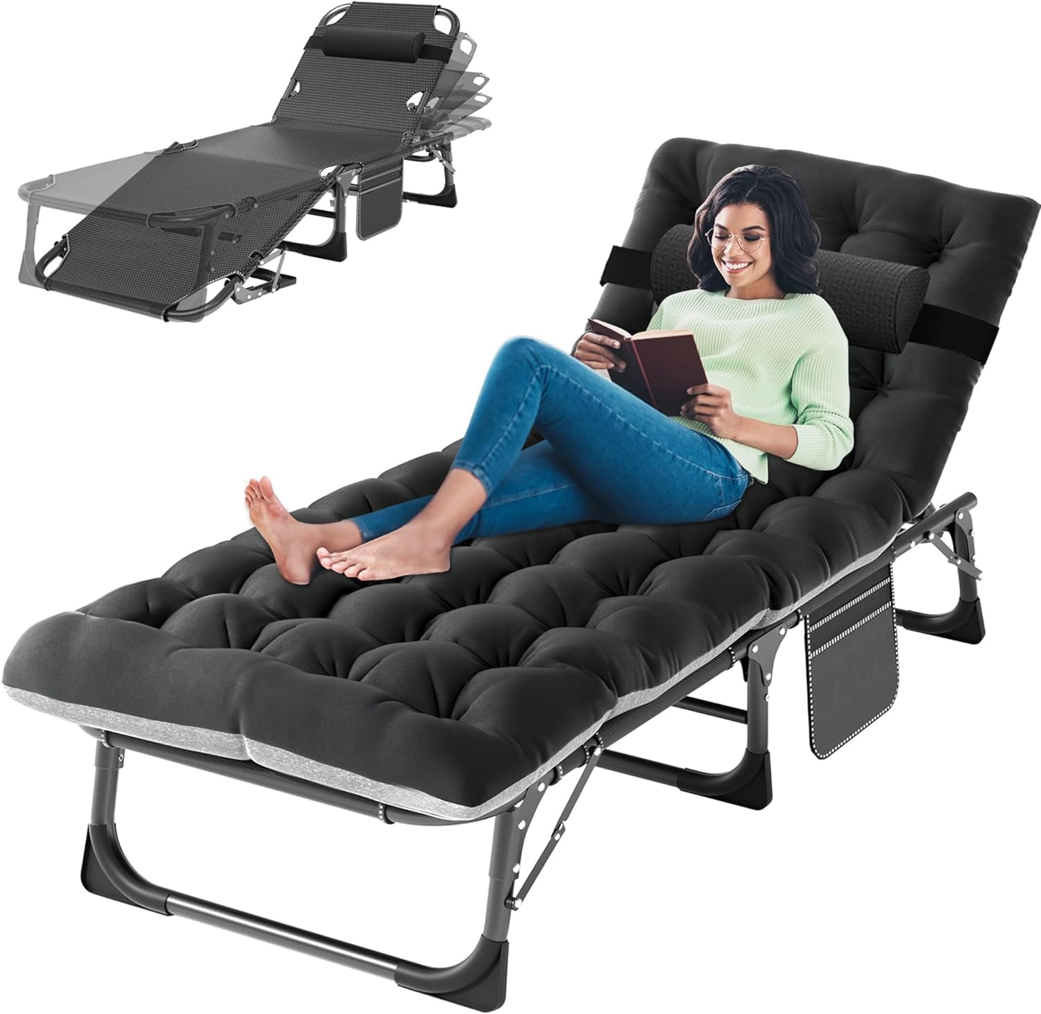 ABORON Foldable Camping Cots for Adults, Double Layer 1200D 500lb ...