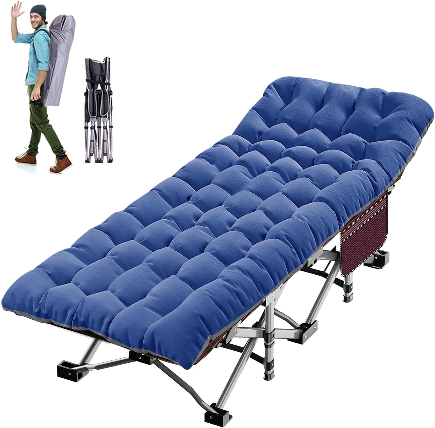 ABORON Folding Camping Cot for Adults, Double Layer 1200D, 500lb ...