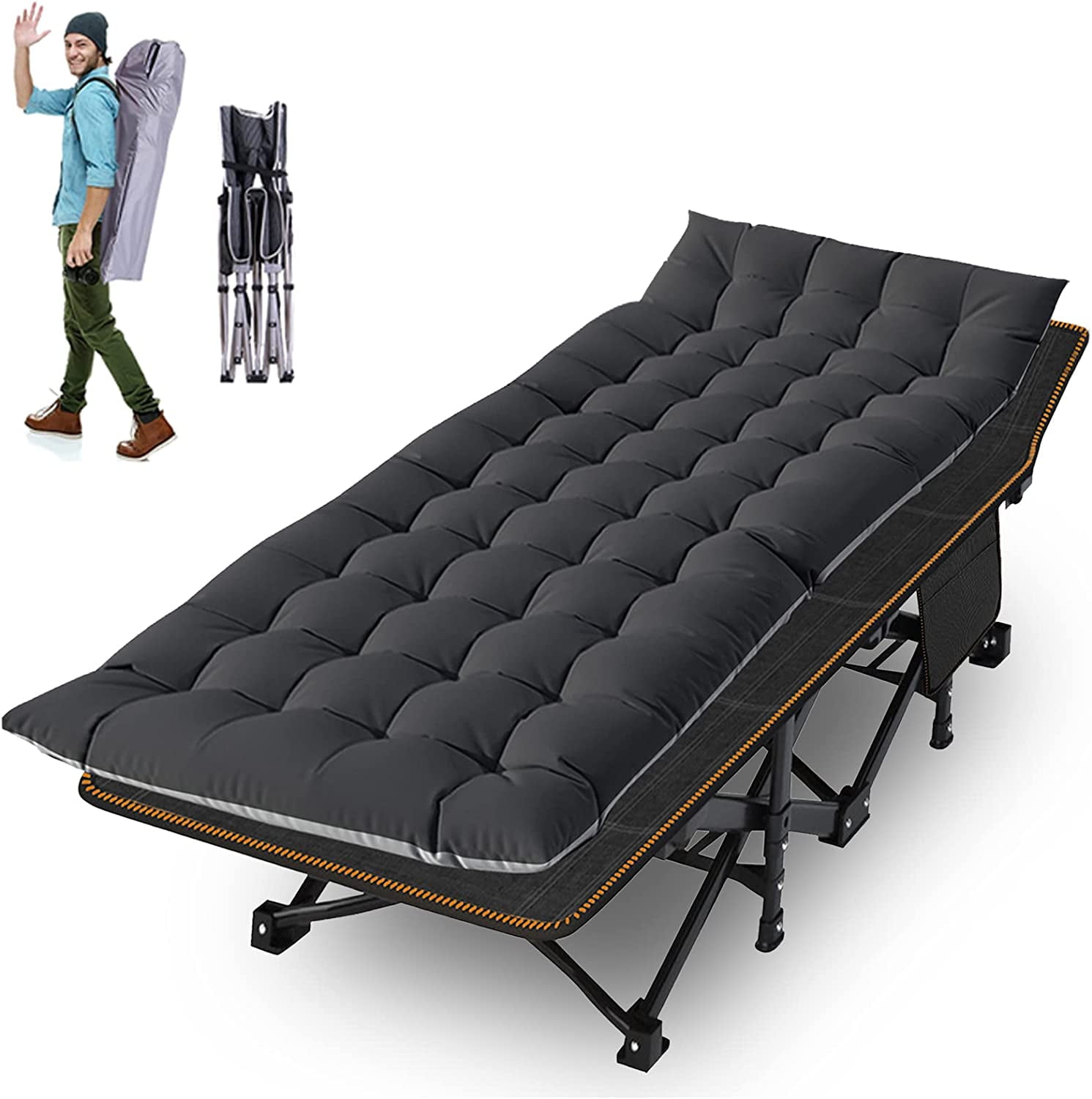 ABORON Folding Camping Cots with 2 Sided Cushion for Adults, Folding ...