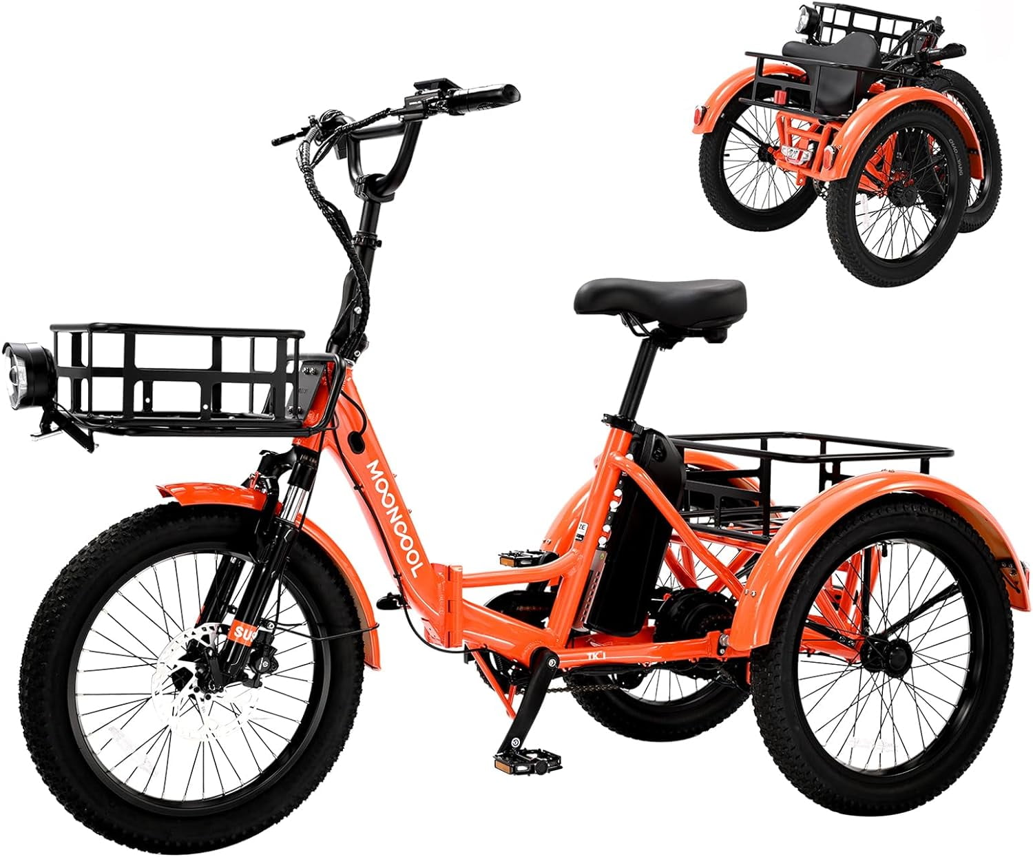 ABORON Folding Electric Tricycle for Adults, 48V Motor 20" Fat Tire 3 ...