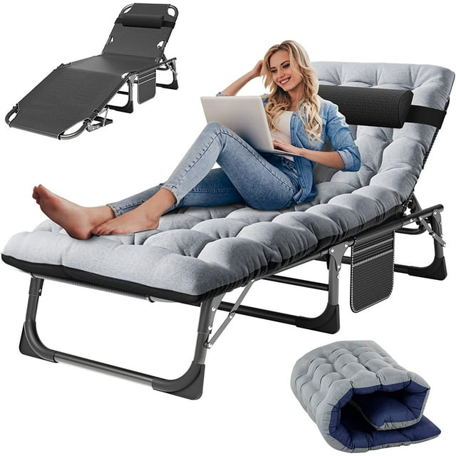 ABORON Folding Lounge Chair Reclining Chair with 2 Sided Cushion ...