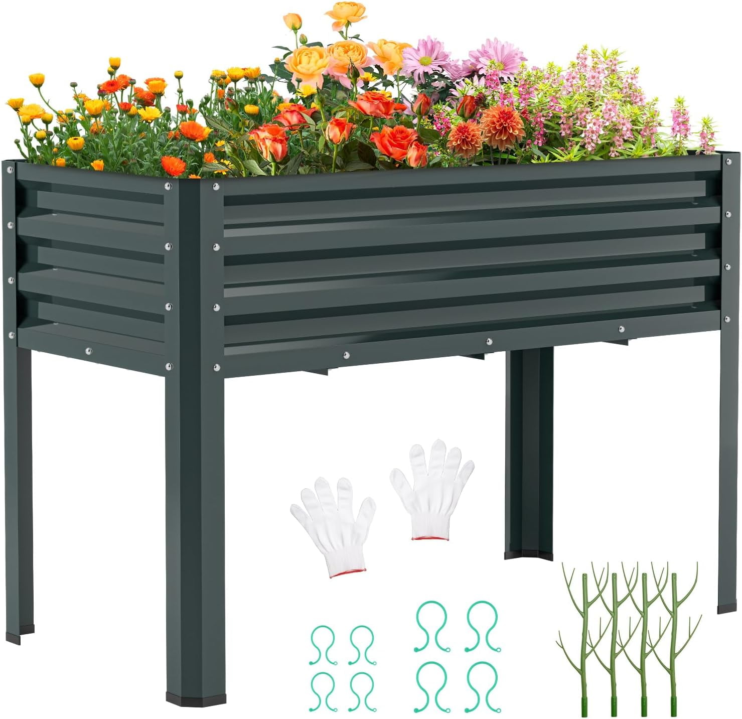 ABORON Galvanized Raised Garden Bed with Legs, 46×24×32in Large Metal ...