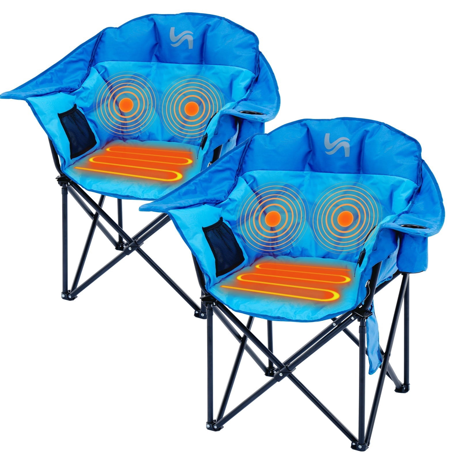 ABORON Heated Massage Camping Chair Folding Chair, 2-Pack Outdoor ...