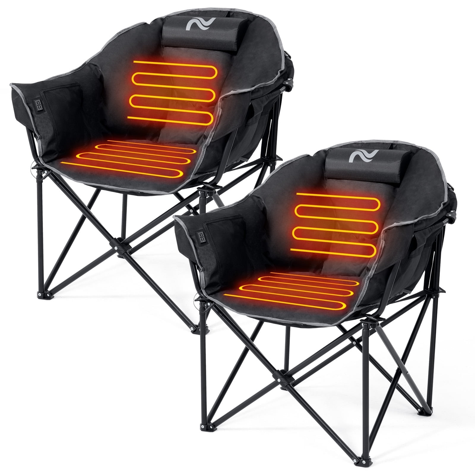 ABORON Oversized Heated Camping Chair, 2 Pack Outdoor Portable Heated ...