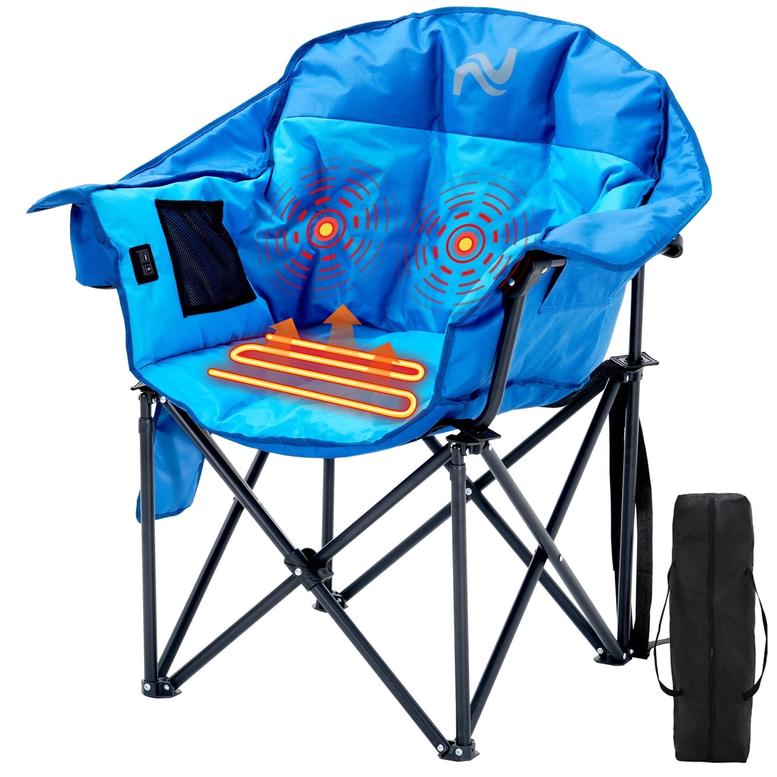 ABORON Heated Massage Camping Chair Folding Chair, Outdoor Portable ...