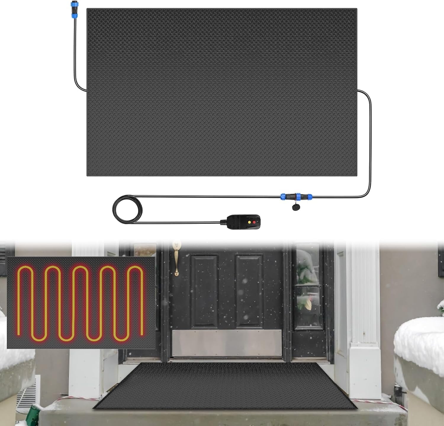 ABORON Heated Snow Melting Mats for Outdoor Entrances Doormat, 40" x 60 ...
