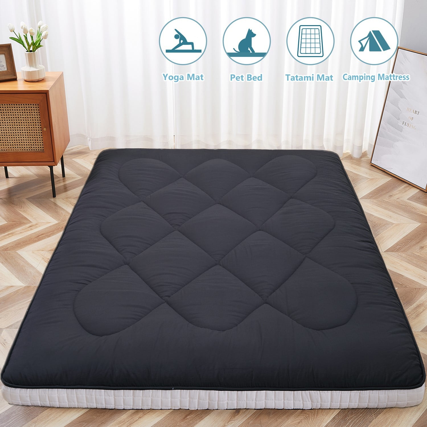 ABORON Portable Folding Futon Mattress, Twin Size, Thick Tatami Mat for ...