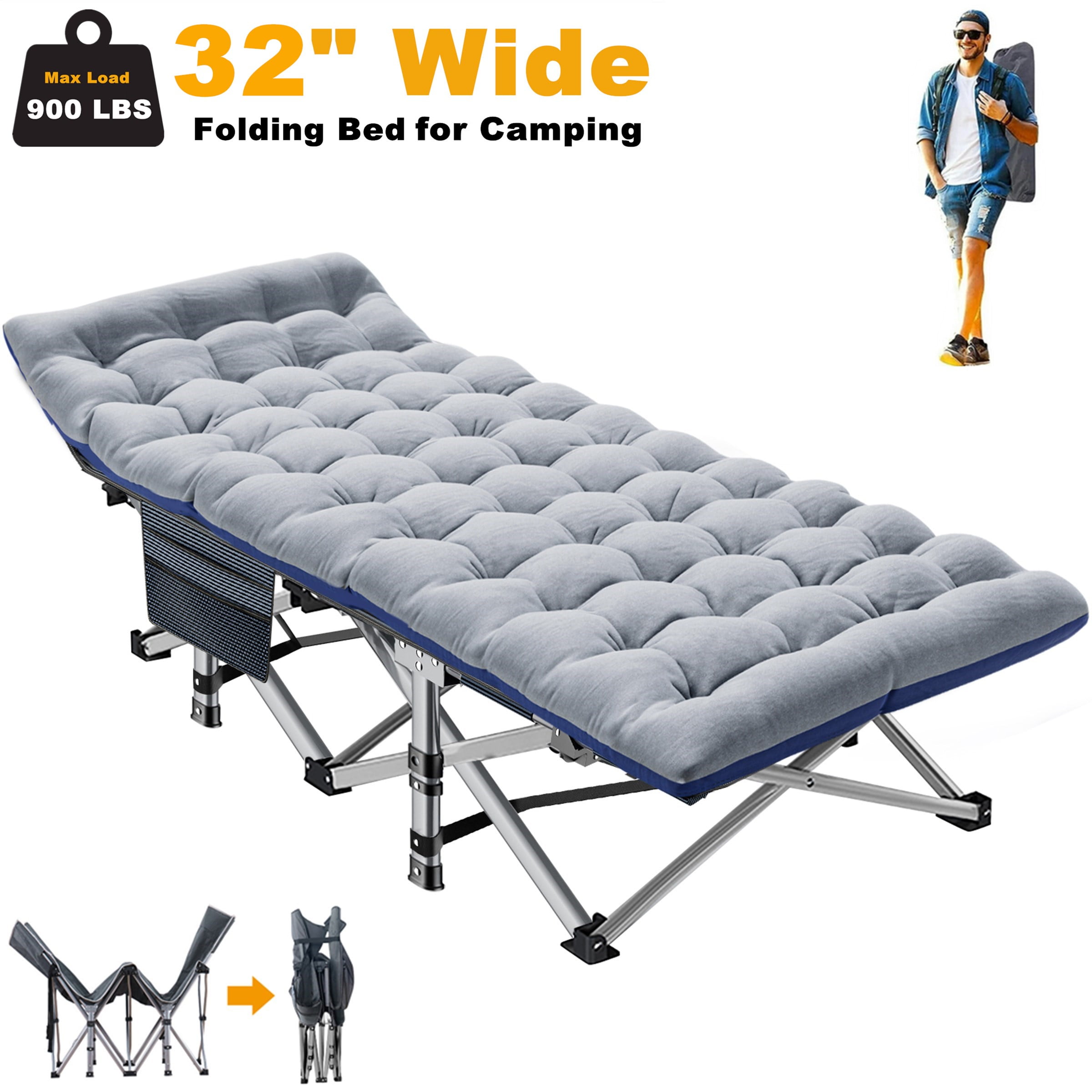 ABORON Oversized Camping Cot for Adults 32" Wide XXL Folding Twin Cot ...