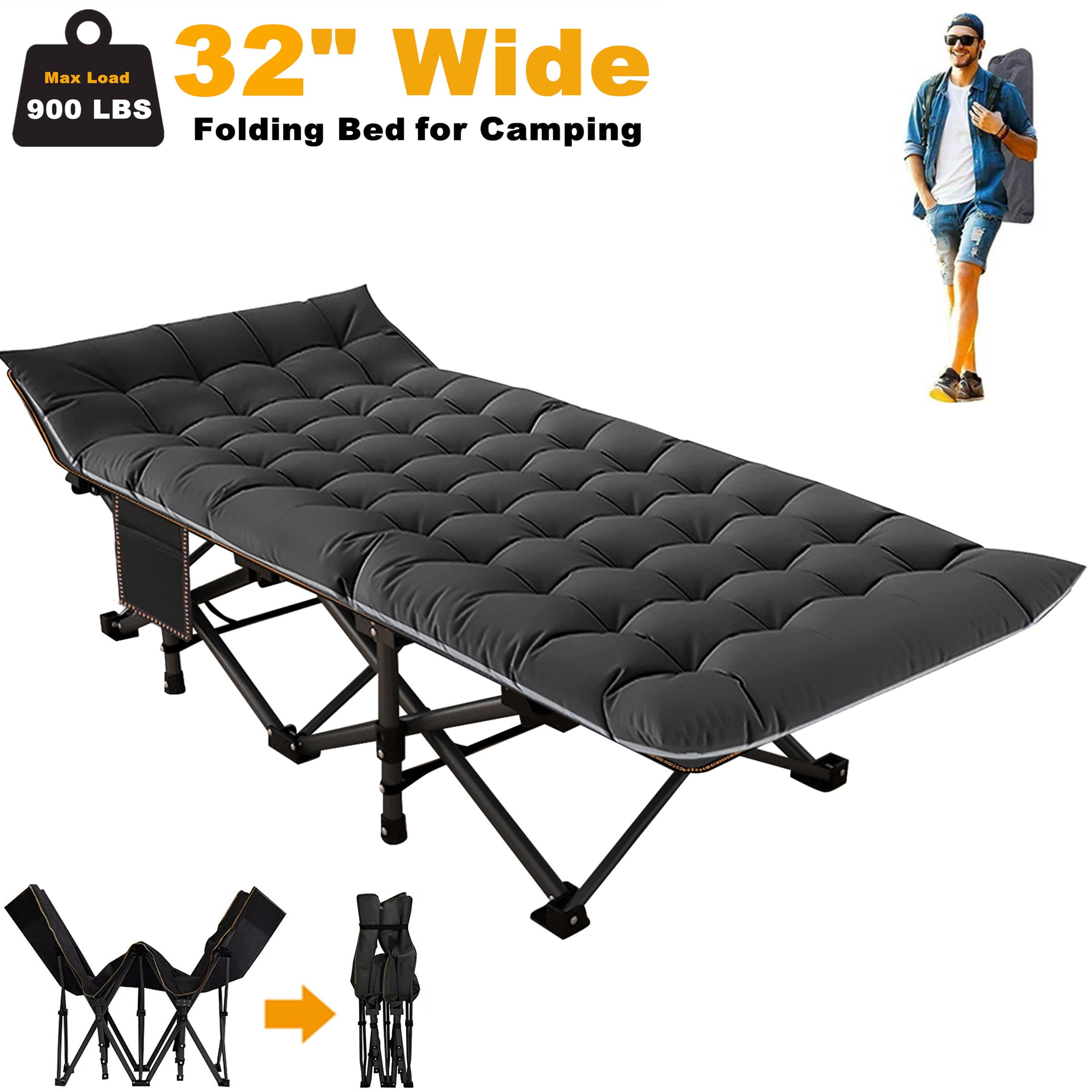 ABORON XXL Heavy Duty Cot, Lightweight Foldable Sleepovers Bed, 1200D ...