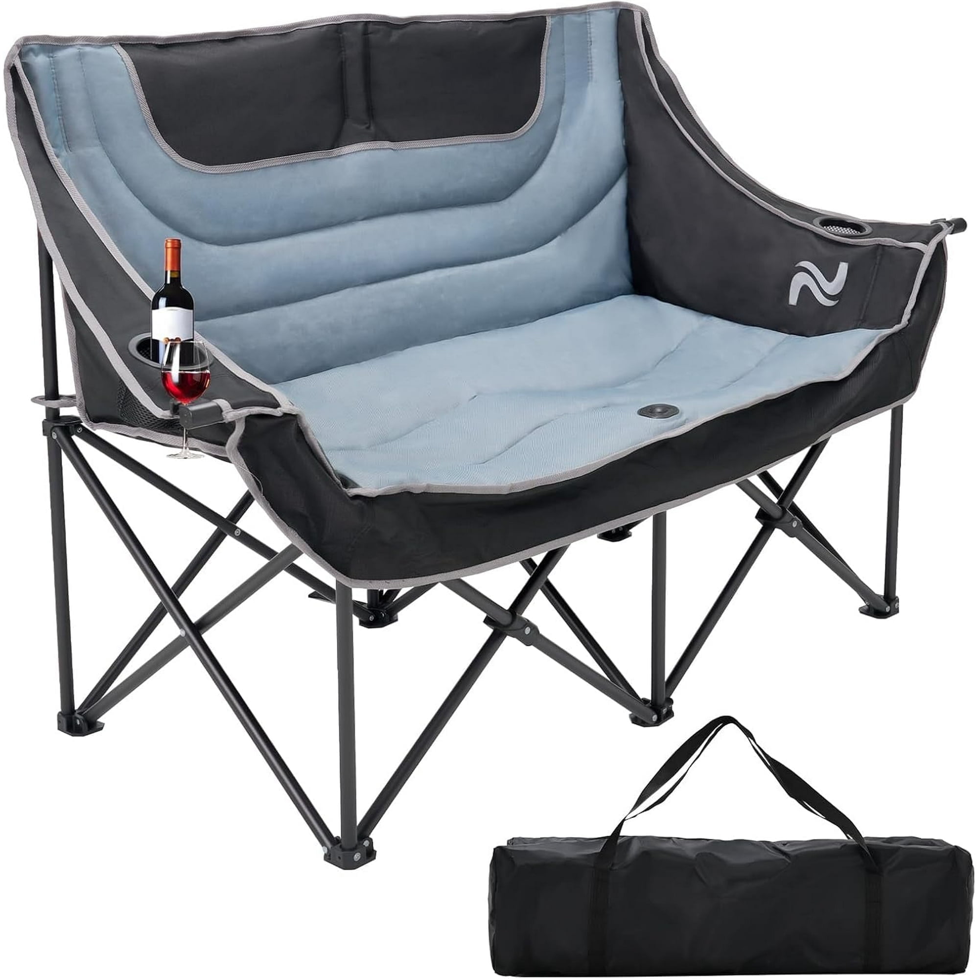 ABORON Oversized Double Camping Chair, Folding 2 Person Camping Chair ...