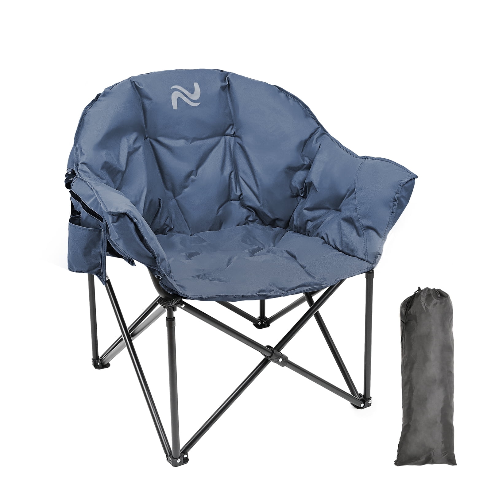 ABORON Oversized Folding Camping Chair, Padded Moon Round Chair for ...