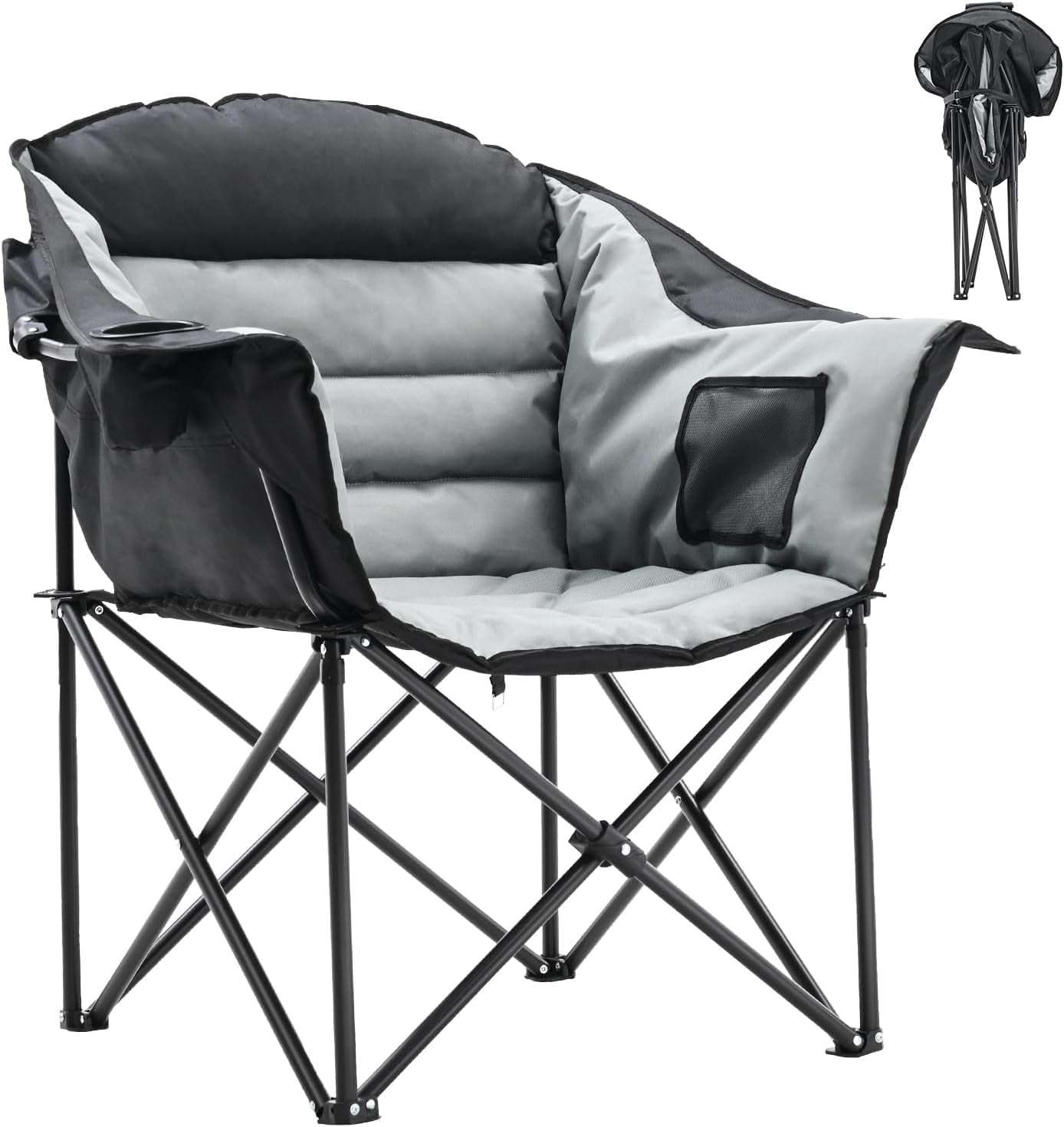 ABORON Oversized Folding Camping Chair, Padded Moon Round Chair for ...