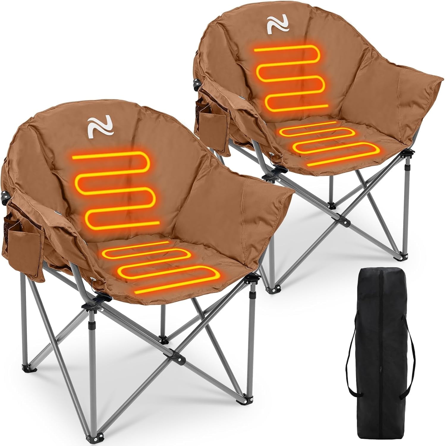 ABORON XXL Heated Camping Chair for Adults, Lawn Camper, Portable ...