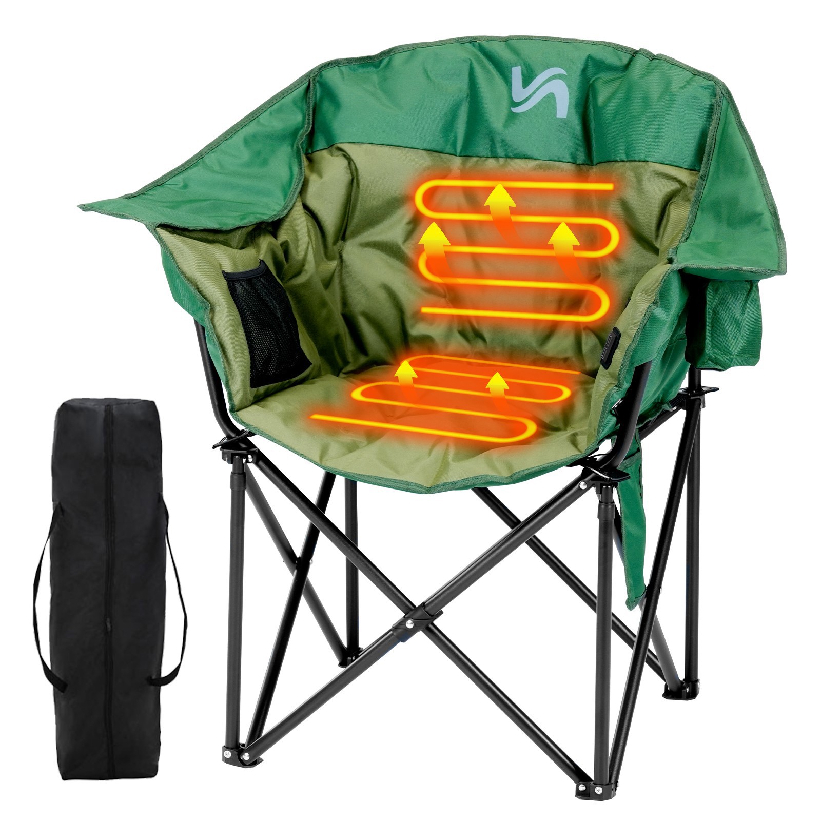 ABORON Heated Camping Chair Folding Chair, Outdoor Portable Heated ...