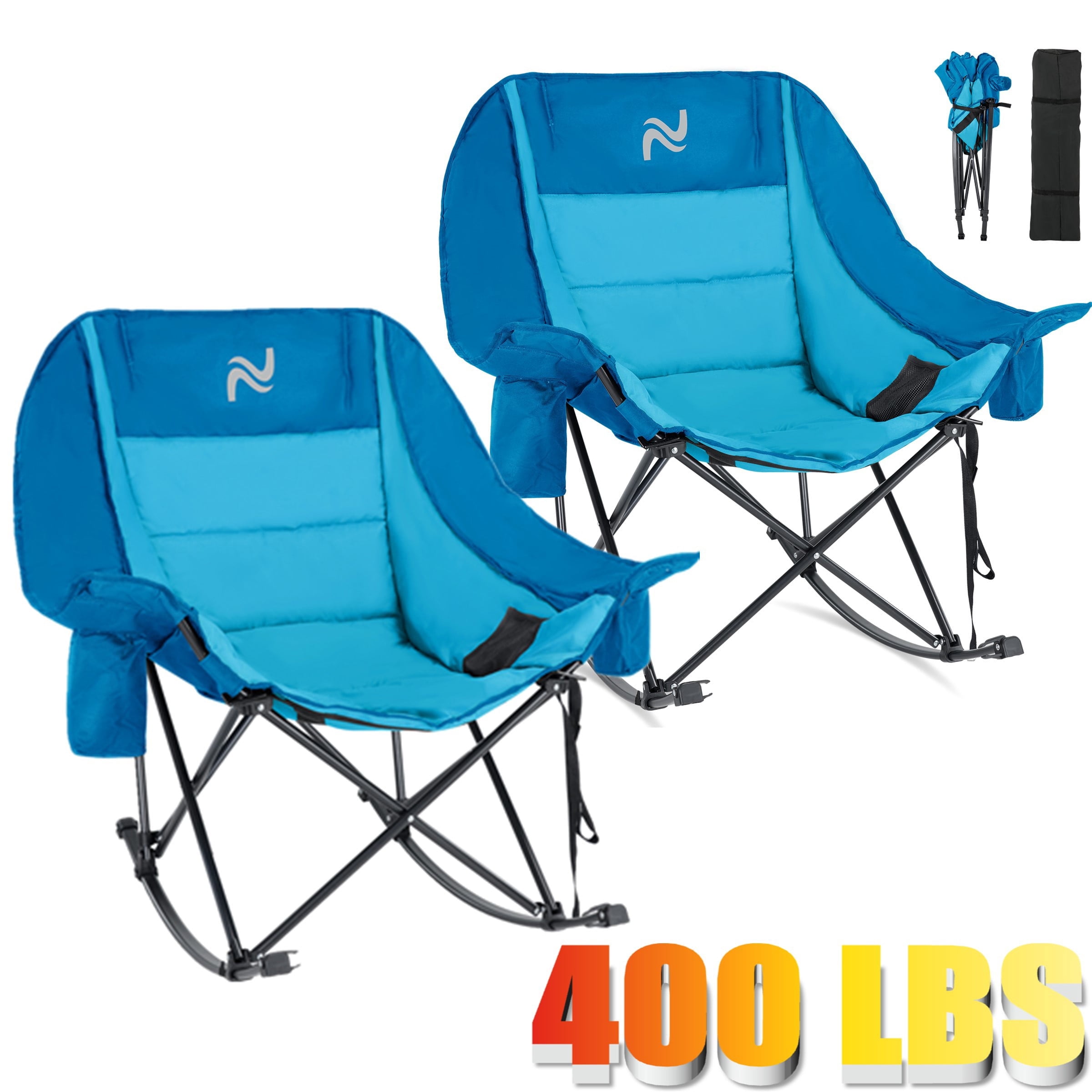 ABORON Oversized Rocking Camping Chair for Adults, 2 Pack Folding ...