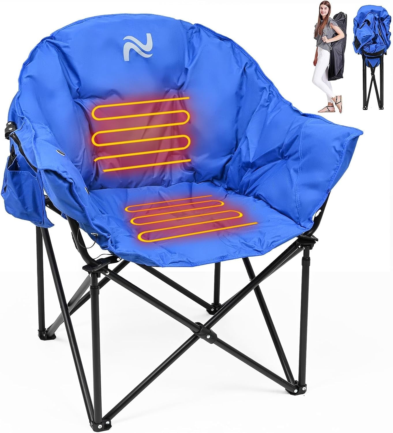 ABORON Oversized Heated Camping Chair, Portable Folding Outdoor Camping ...