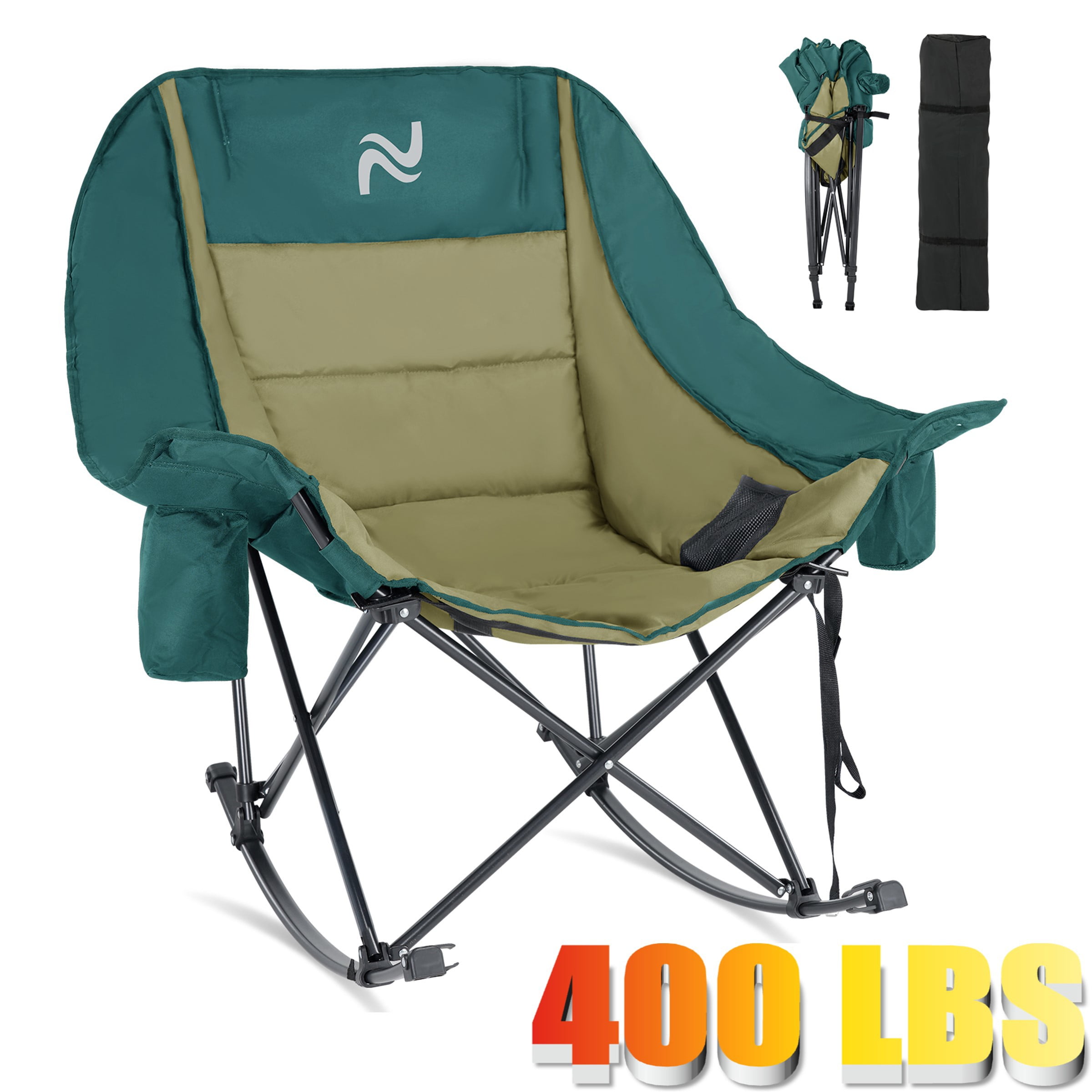 ABORON Oversized Rocking Camping Chair for Adults, Portable Folding ...