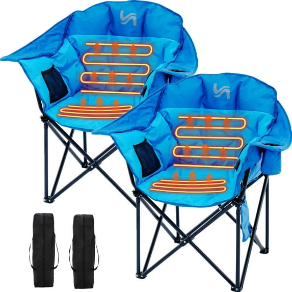 ABORON Padded Heated Camping Chair 2 Pack, Outdoor Folding Chair with 3 ...