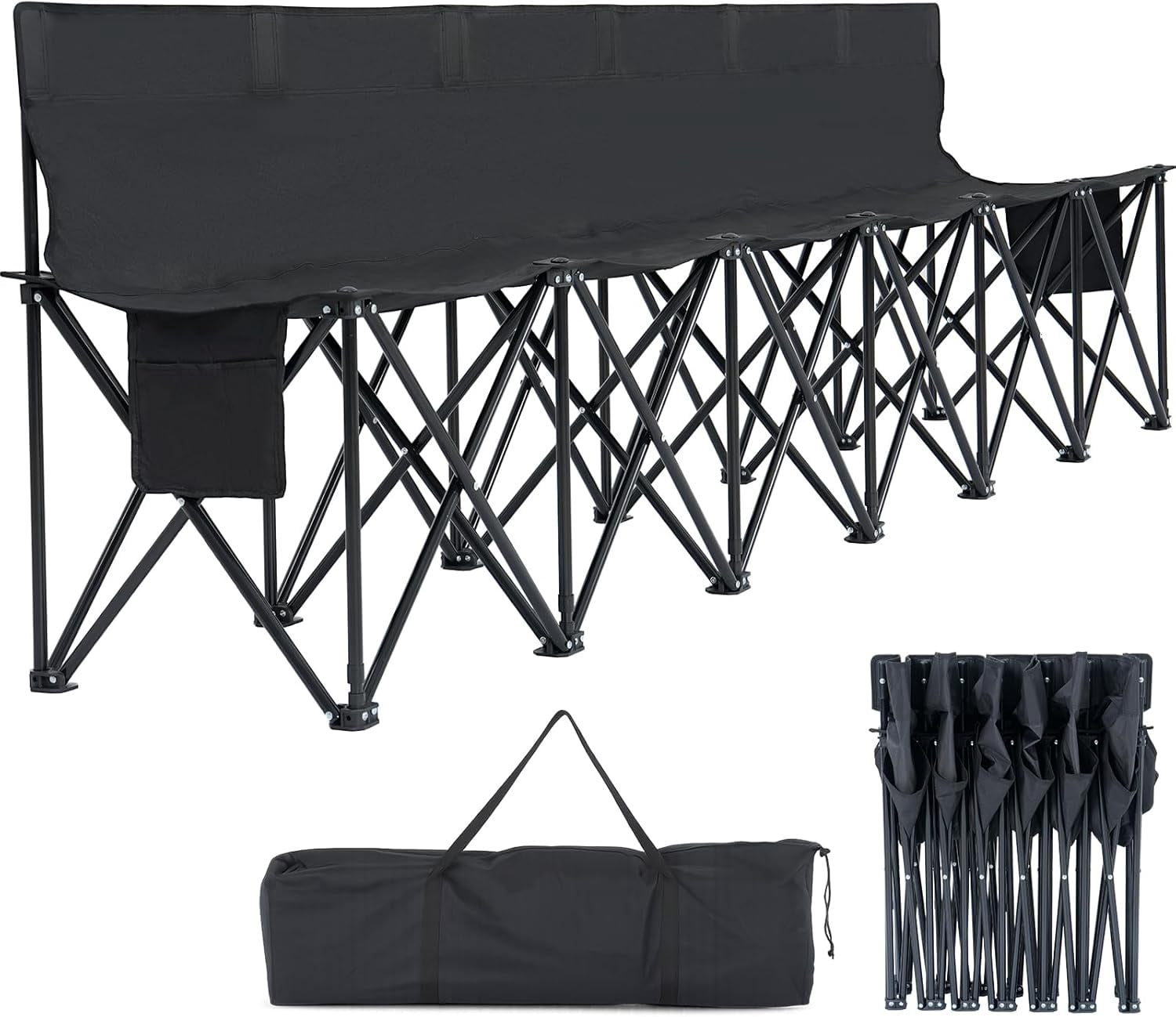 ABORON Portable Bench 6 Seat Soccer Benches for Team, Folding Sideline ...