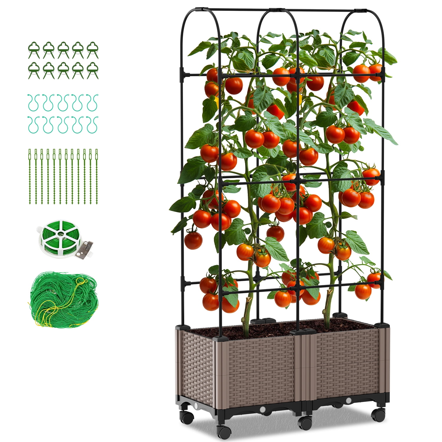 ABORON Raised Garden Bed with Tomato Planter Box Trellis, 72.8"H Self ...