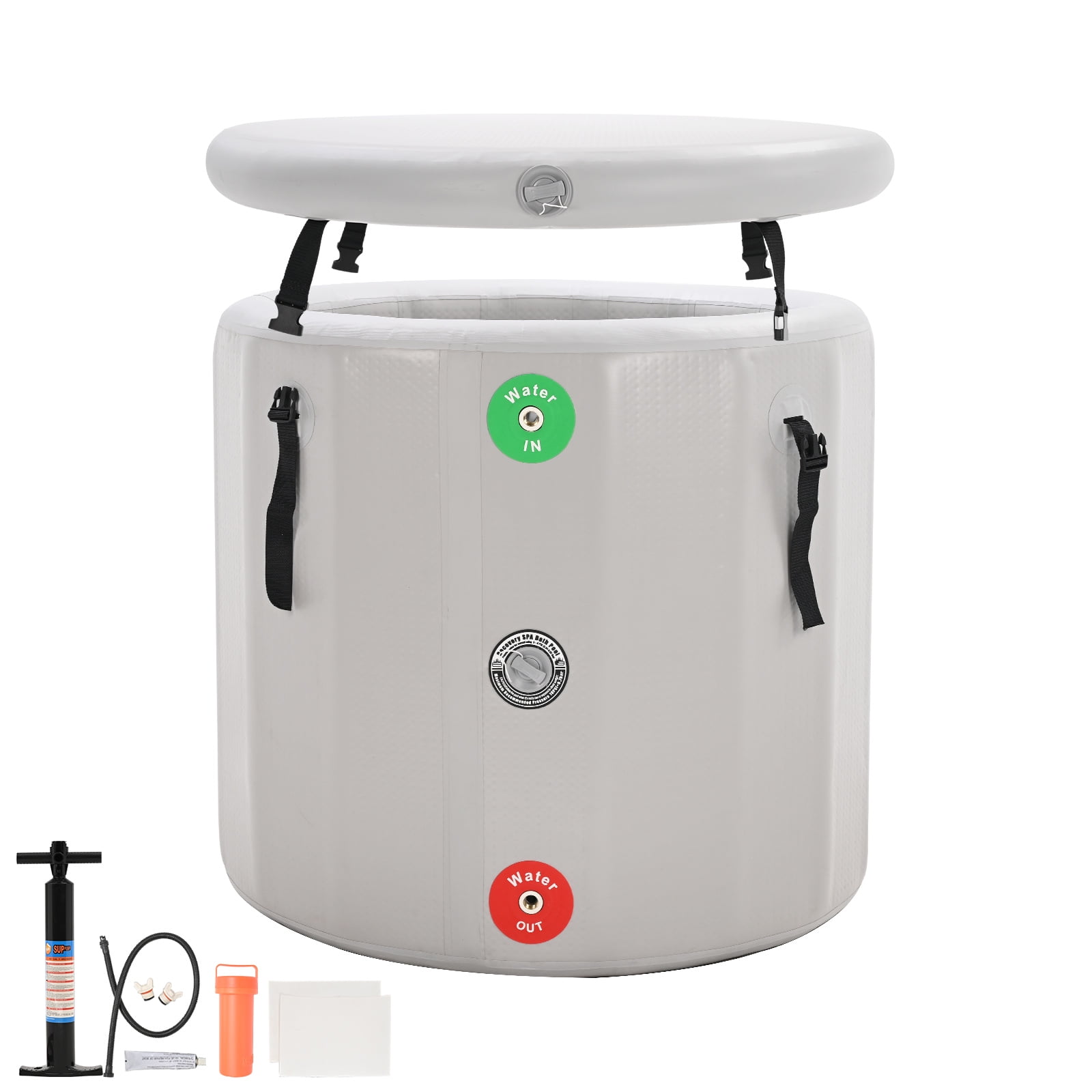 ABORON Round Ice Bath Tub Cold Plunge Tub with Cover for Athletes, 185 ...
