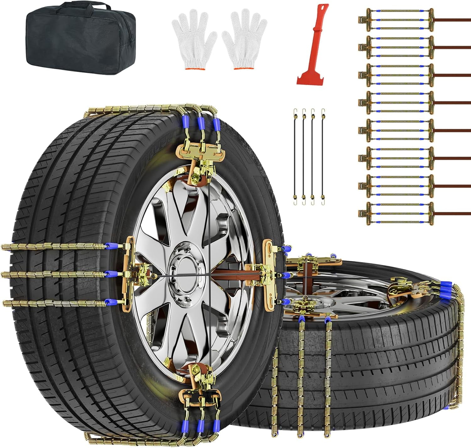 ABORON Cable Snow Chains 8 Pack, Tire Chains for Cars/SUVs/Pickup ...