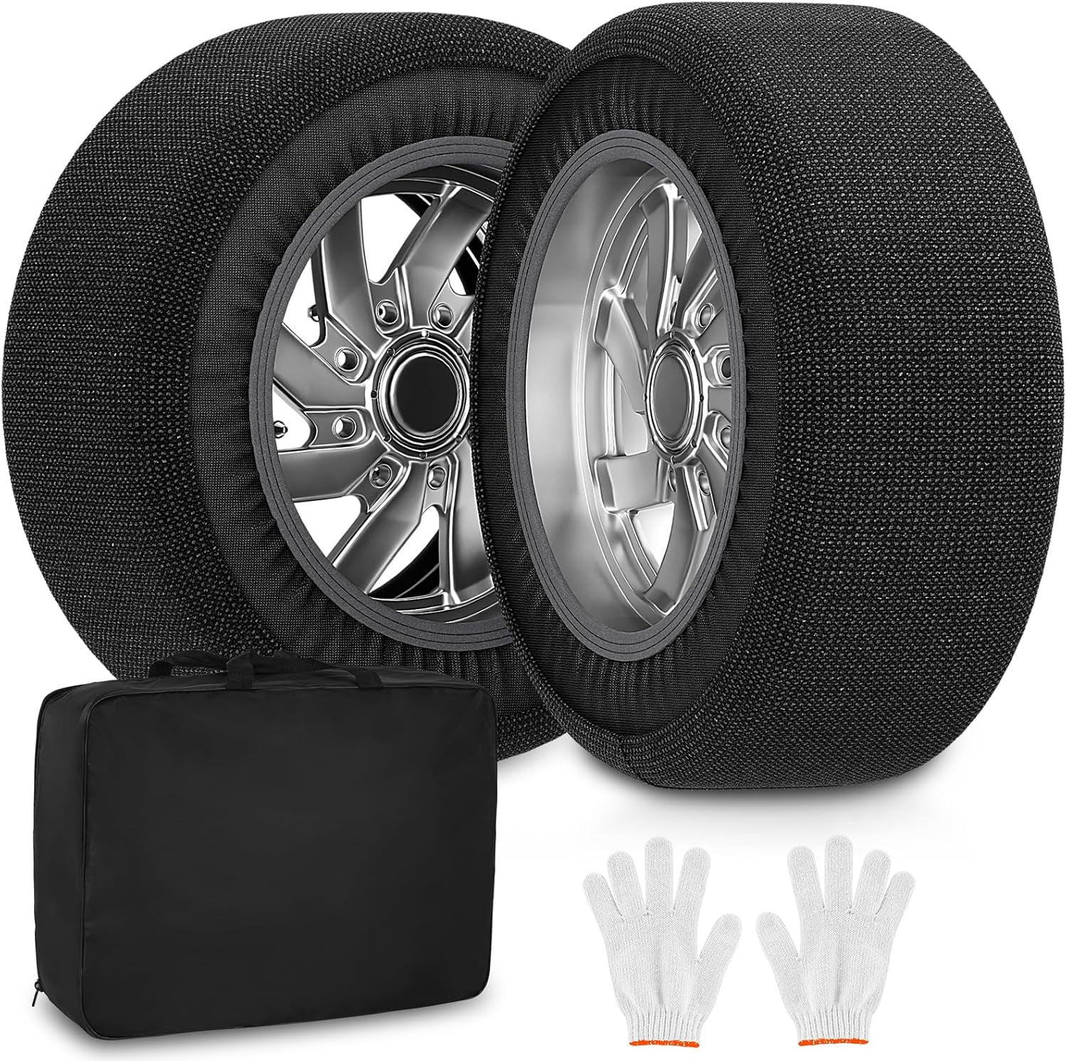 ABORON Snow Socks for Automotive Tires - Set of 2 Antiskid Tire Socks ...