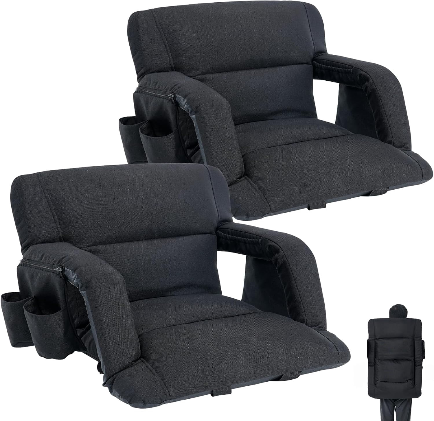 ABORON Stadium Seats 2 Pack with Back Support - 21" Wide Padded ...