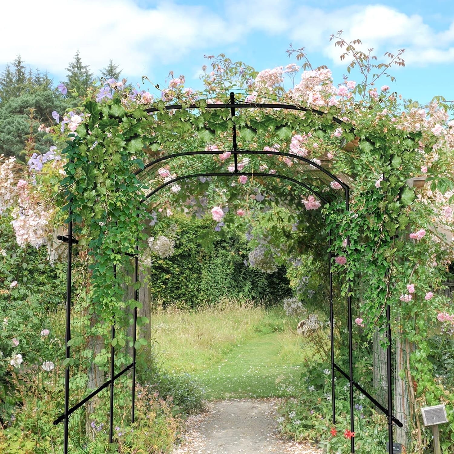 "ABORON Extra Tall Garden Arch Trellis, 75""L x 71""W x 87""H, Metal ...
