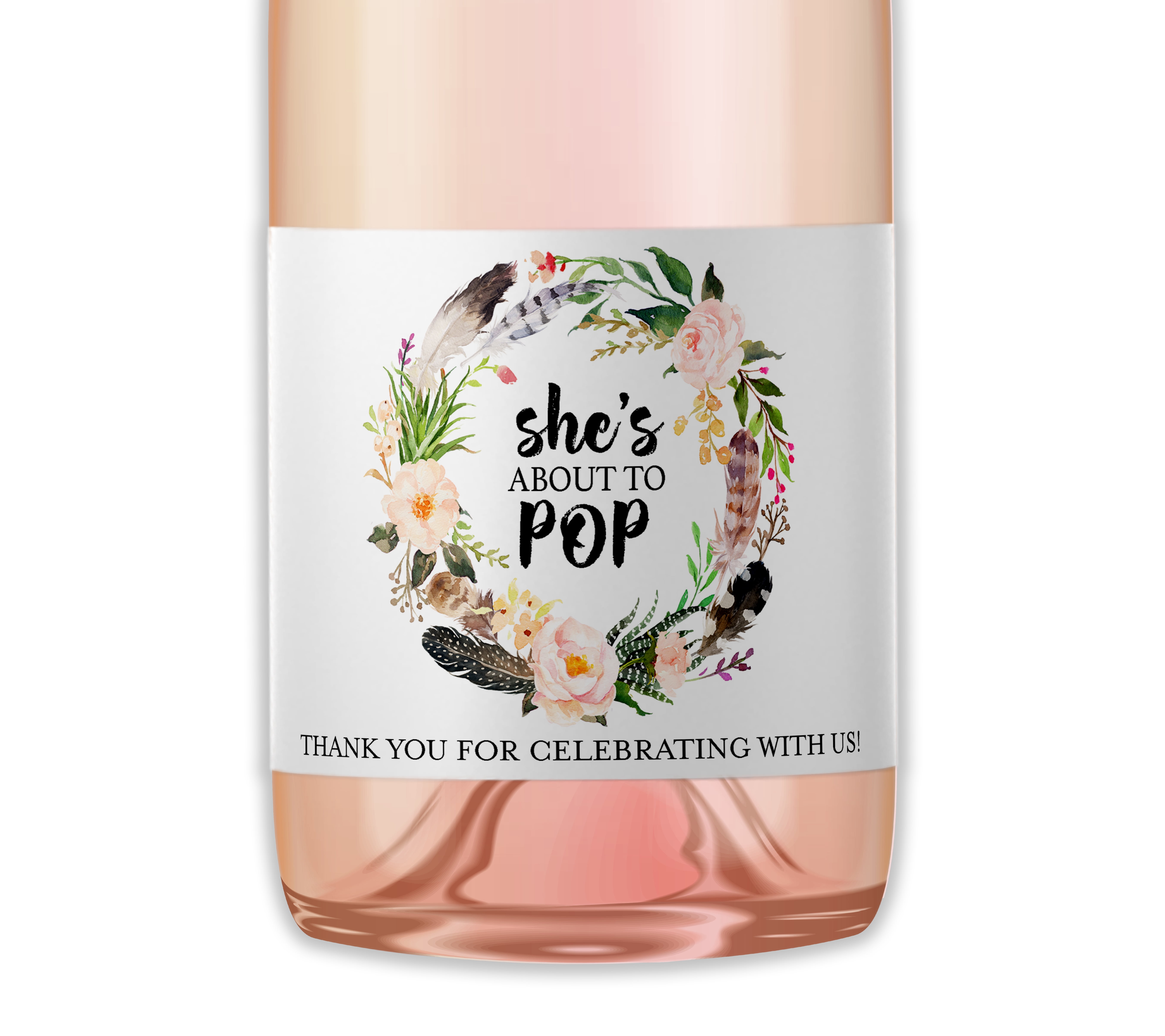 ABOUT TO POP Mini Champagne Bottle Labels SET of 12 Ready to Pop Boho ...