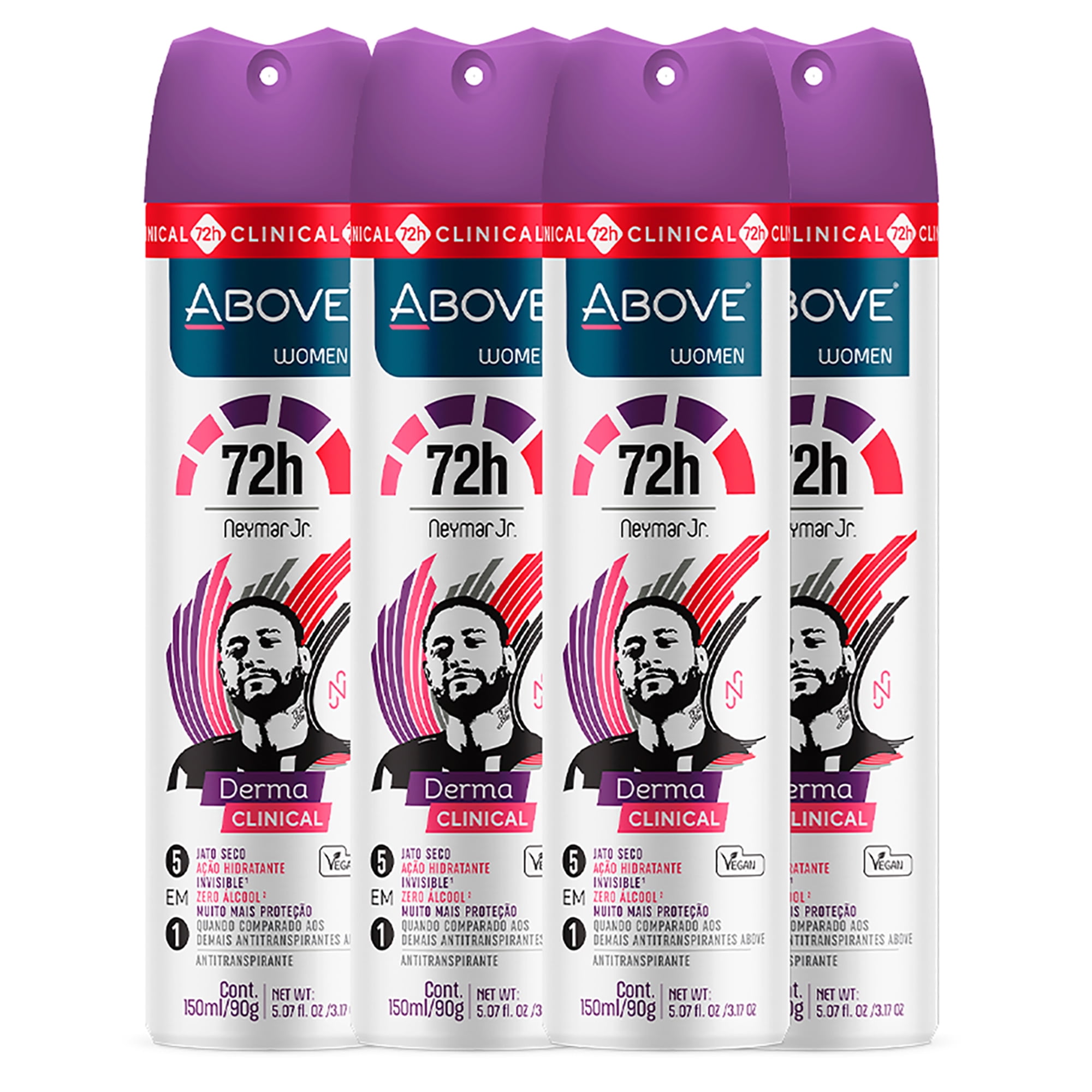 ABOVE Neymar Jr Women Set, 72 Hour Derma Clinical Deodorant Spray, 4 pc ...