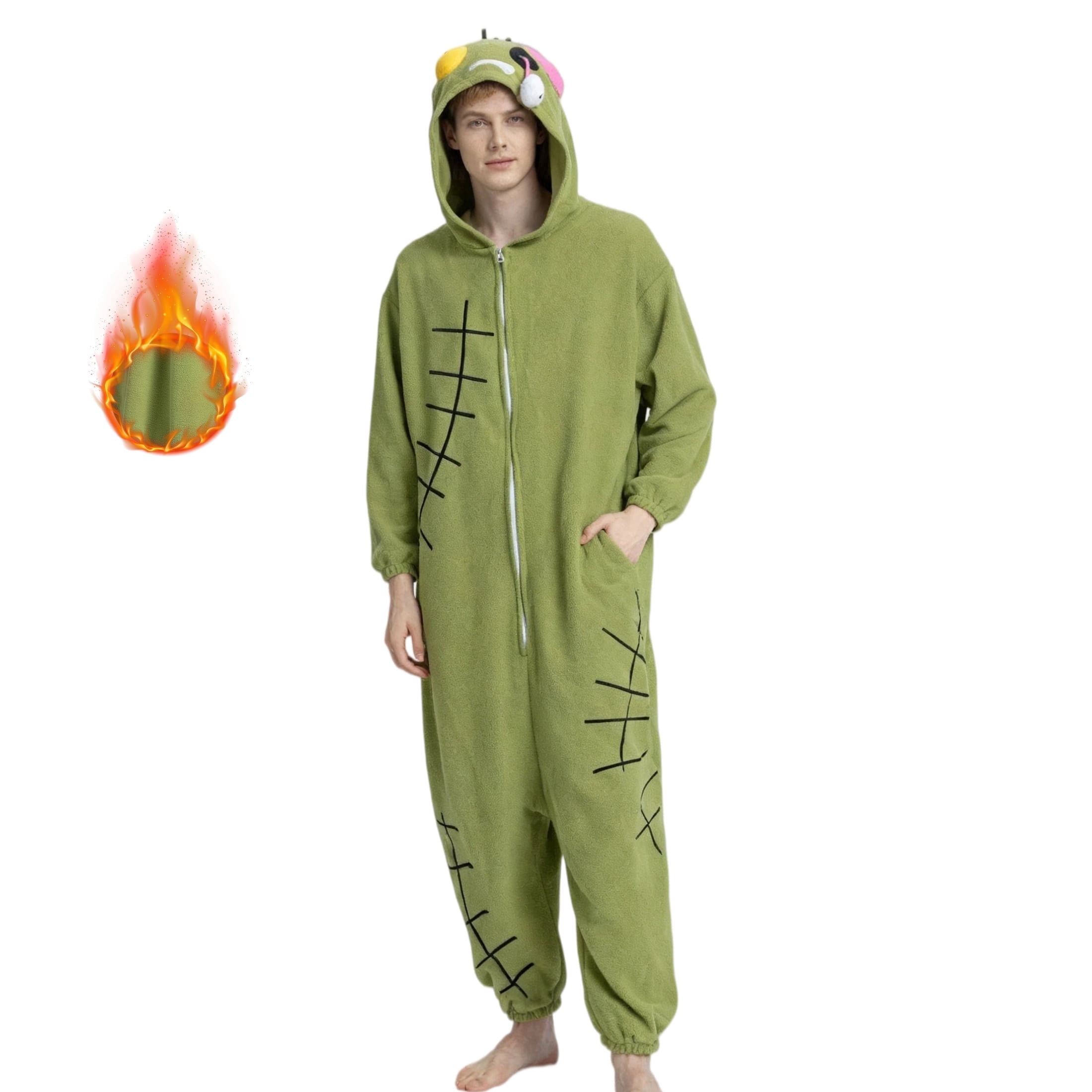 ABOYIART Unisex Adult Zombie Hooded Onesie Pajamas, Soft Flannel Animal ...