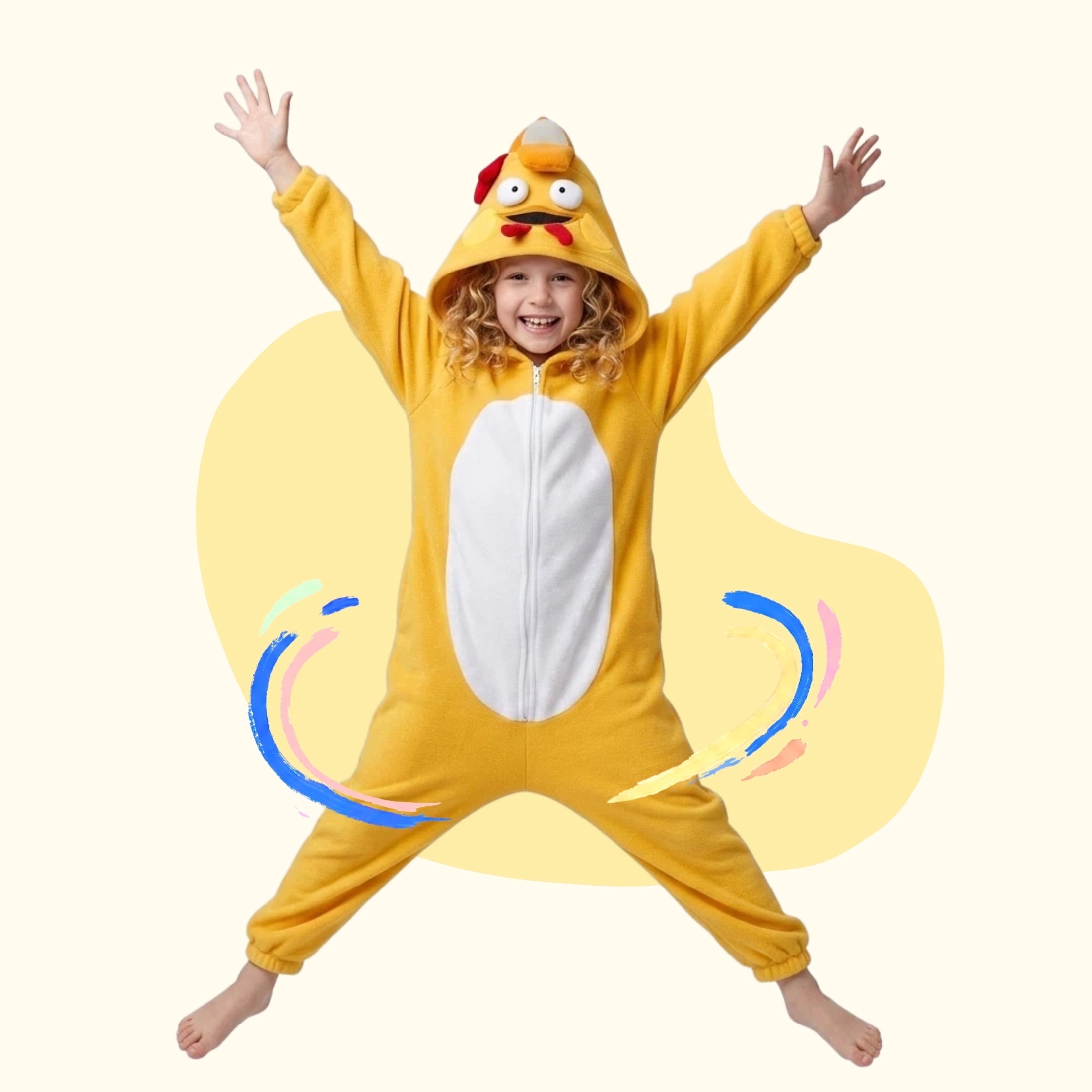 ABOYIART Unisex Kids Yellow Chick Hooded Onesie Pajamas, Soft Flannel ...