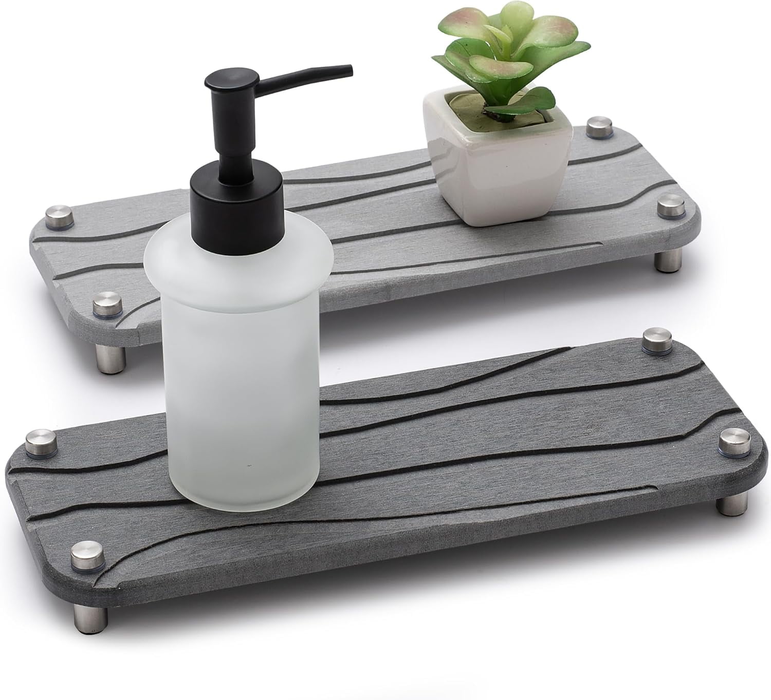 ABPETE 2 PCS Quick Drying Stone Tray for Bathroom Counter- Water ...
