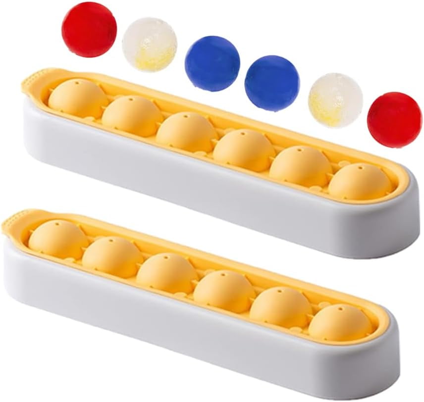 ABPETE 2Packs Mini Ice Cube Molds Silicone Trays, 6 Grid Round Ice ...