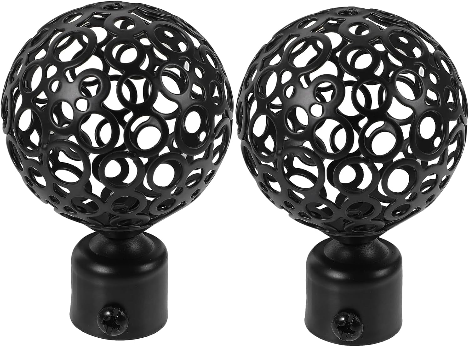 ABPETE 2Pcs Curtain Finials Black Drapery Rail Pole Head Cap Window ...