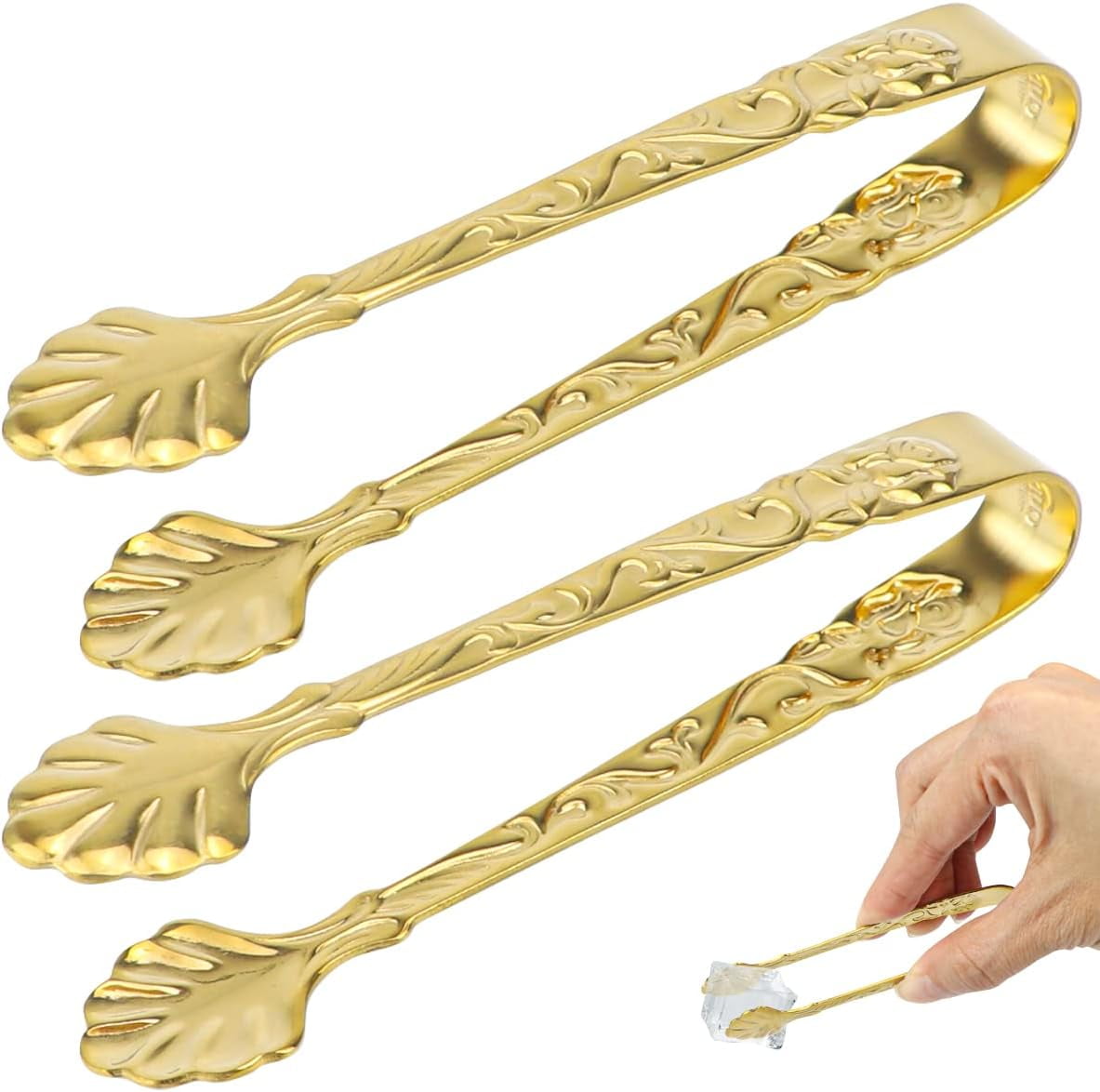 ABPETE 2Pcs Ice Cube Tongs Sugar Tongs Stainless Steel Mini Serving ...