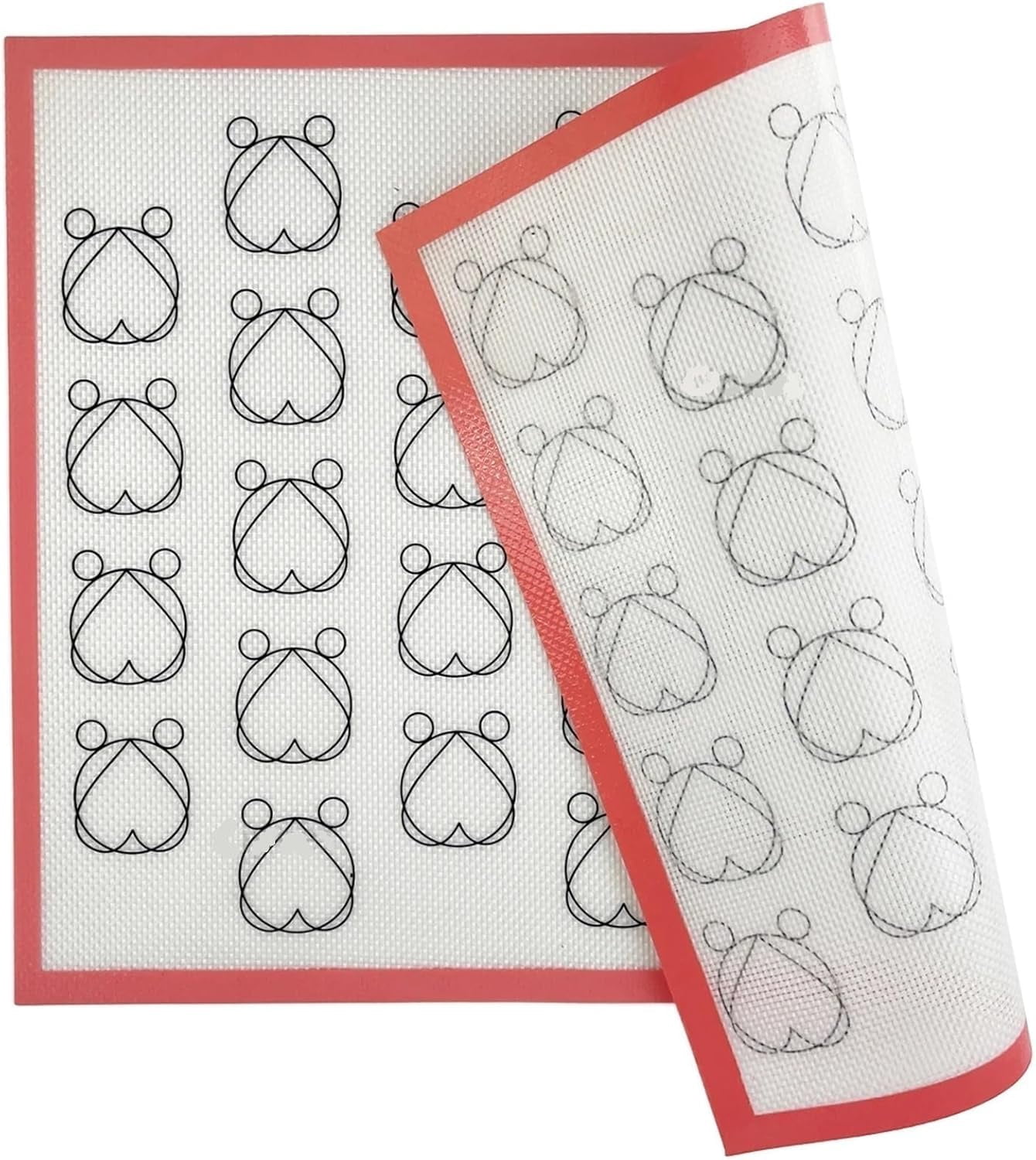 ABPETE 2pcs Silicone Macaron Baking Mat, Non-Stick Heart Pattern ...