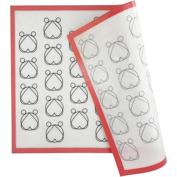 ABPETE 2pcs Silicone Macaron Baking Mat, Non-Stick Heart Pattern ...