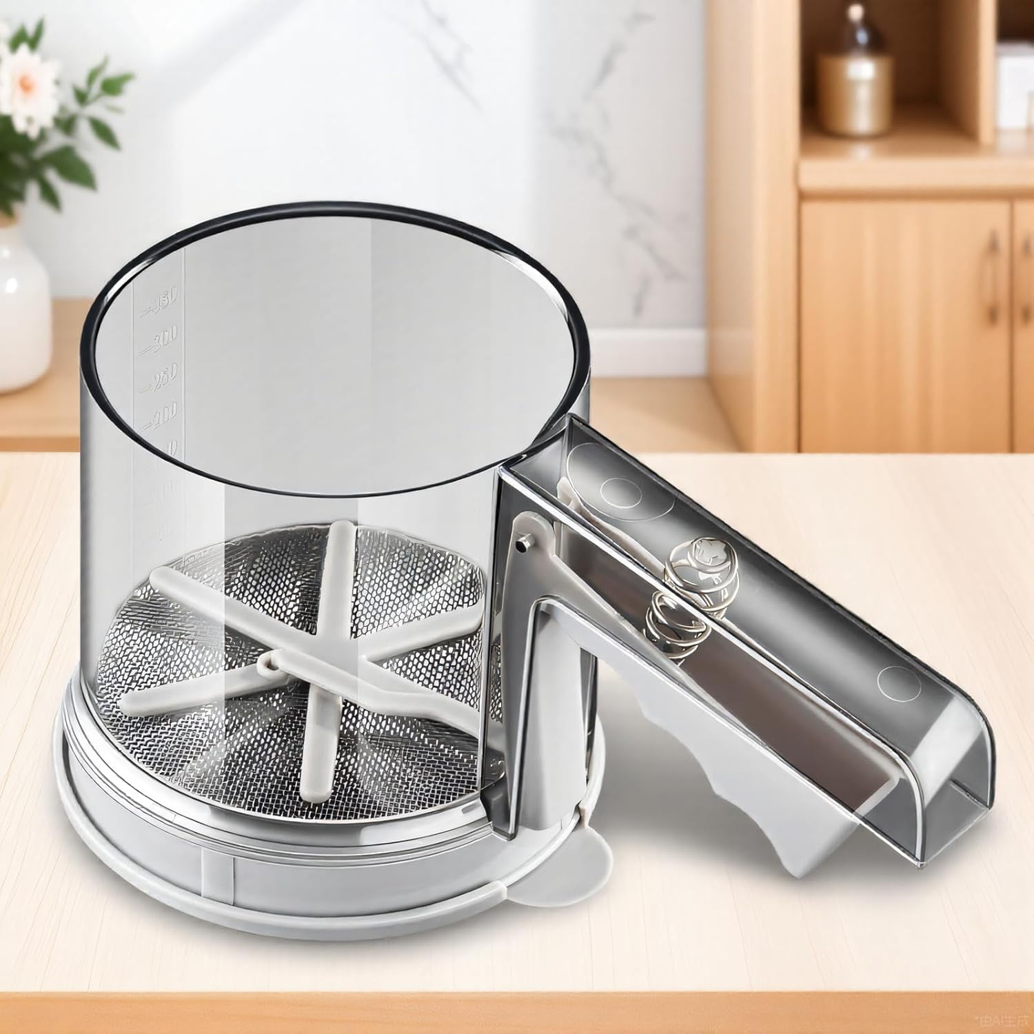 ABPETE 3-Cup Flour Sifter, Sifter for Baking Straight Handle & Press ...
