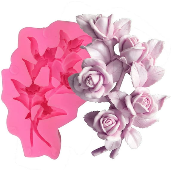 ABPETE 3D Flowers Silicone Fondant Molds Rose Cake Chocolate Moulds ...