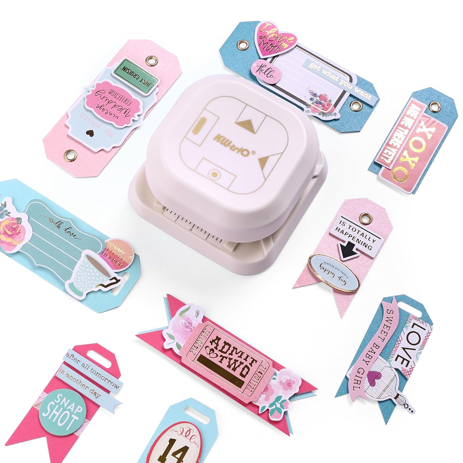 ABPETE 4 in 1 Tag Punch for Paper Crafts, ABPETE 2024 New Gift Tag ...