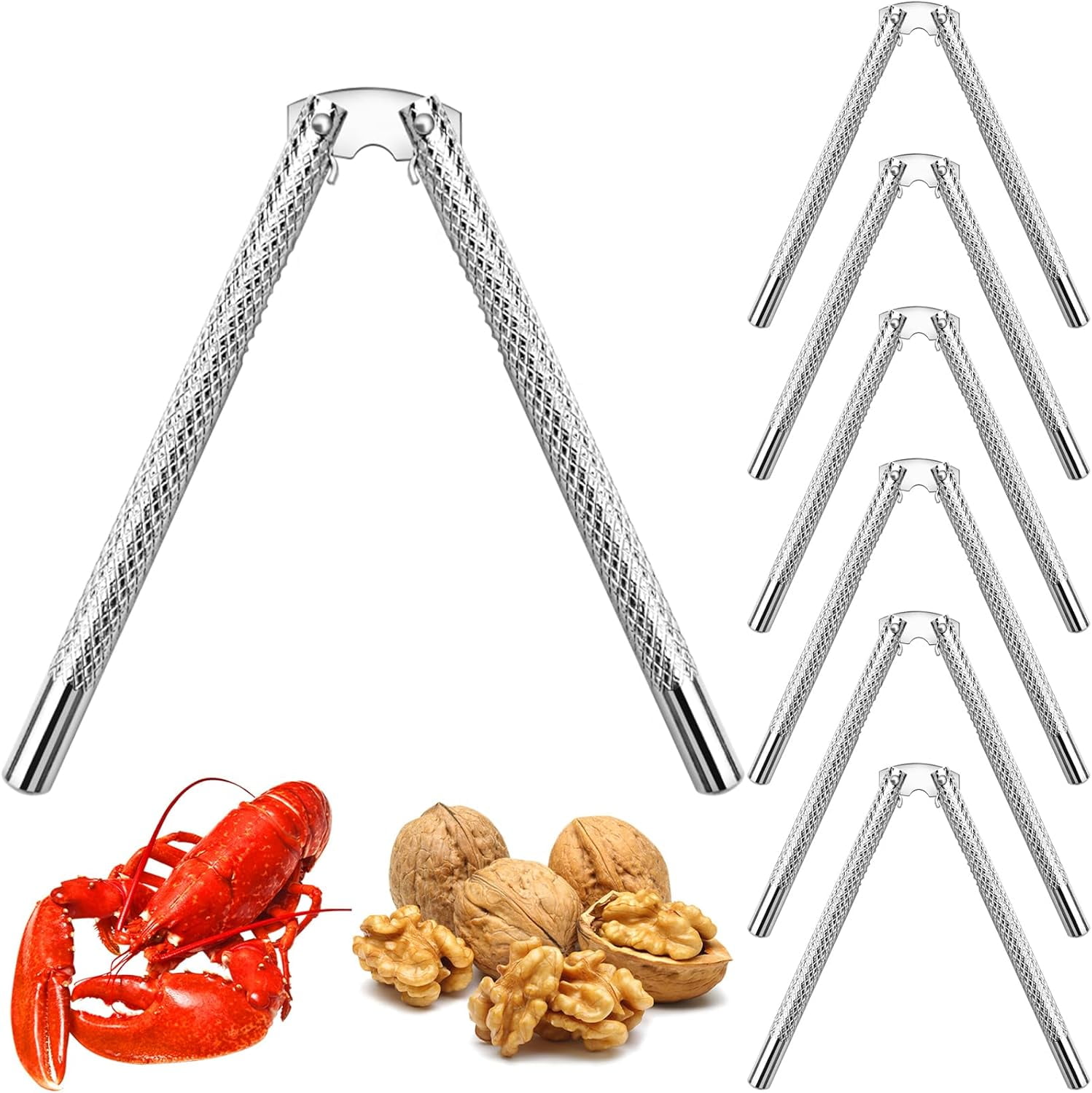 ABPETE 6-Piece Stainless Steel Nut Cracker Set,Good for crab, lobster ...