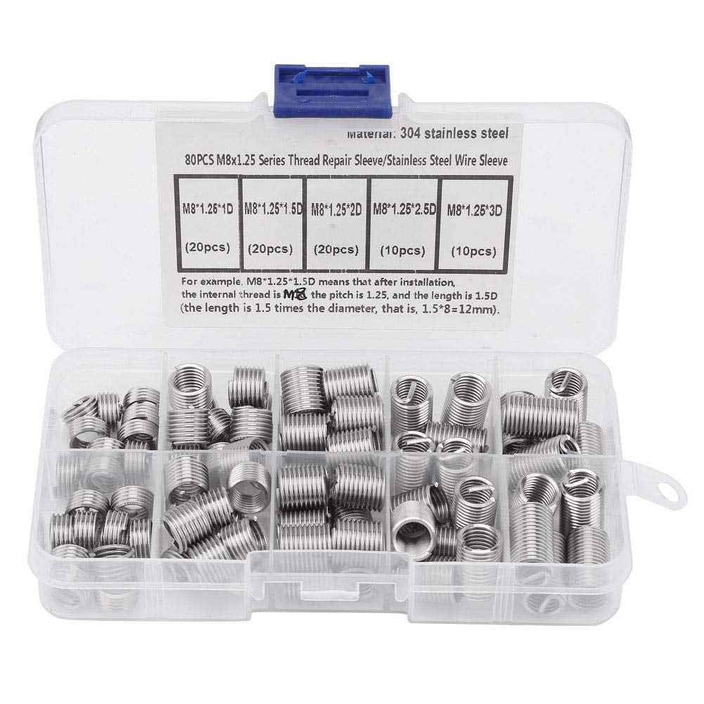 ABPETE 80-Piece M8x1.25 Helical Coil Insert Kit - Stainless Steel ...