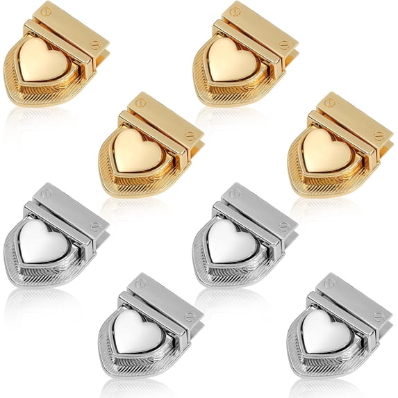 ABPETE 8pc Heart Tuck Lock Clasp Catch Purse Thumb Lock Buckle ...