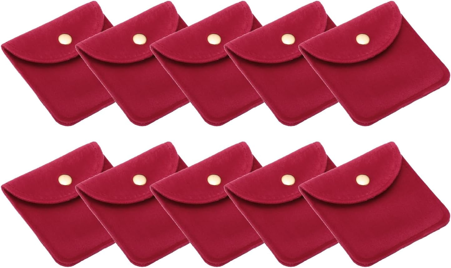 ABPETE 8x8cm Jewelry Pouches with Snap Button, 10 Pack Velvet Jewelry ...