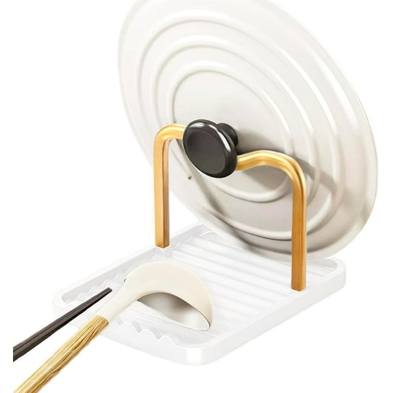 ABPETE Anti-Rust Metal Spoon Rest with Lid Holder, Heat-Resistant Pot ...