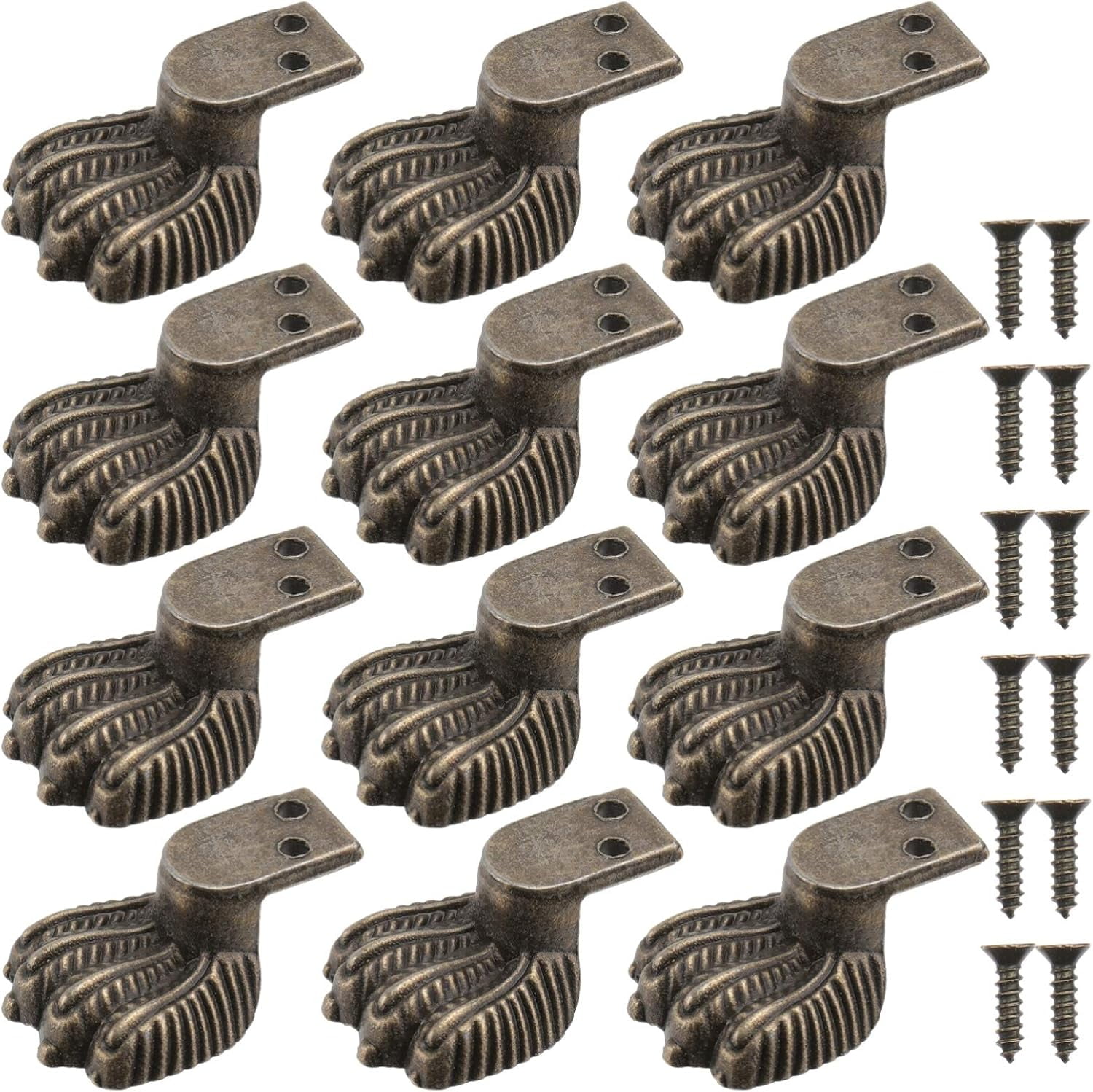 ABPETE Antique Brass Jewelry Box Legs Feet, 12Pcs Retro Decorative Wood ...